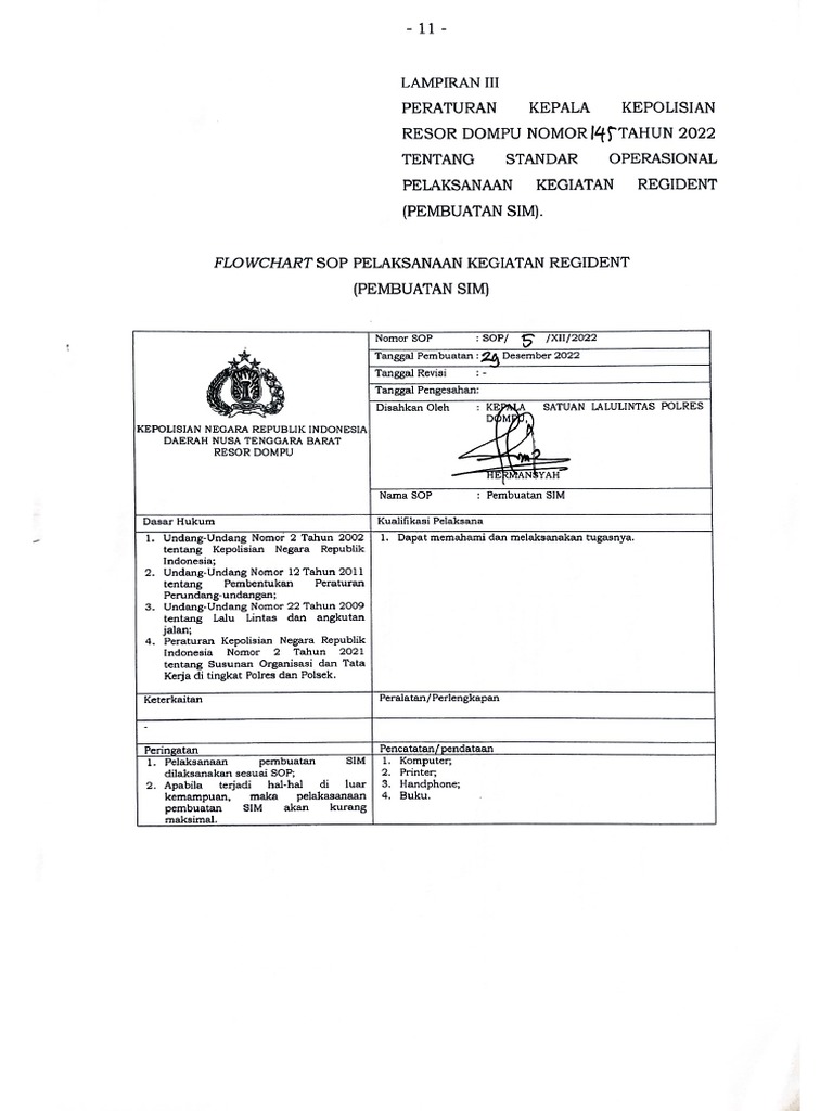 Sop Pembuatan Sim | PDF