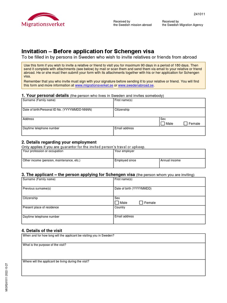 Invitation Form 241011 en Schengen Visa | PDF | Travel Visa | Identity ...