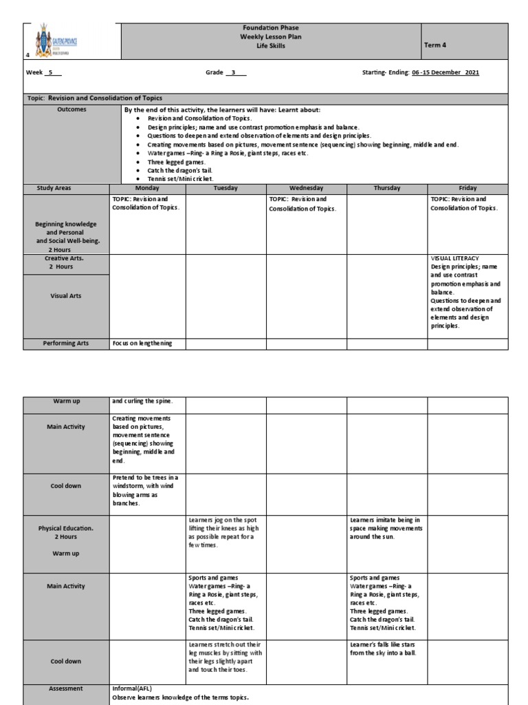 Life Skills Lesson Plans Grade 3 Week 5 | PDF | Learning | Behavior ...