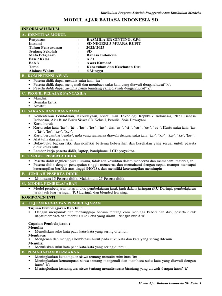 Ma B Indonesia K1 Bab 3 Pdf