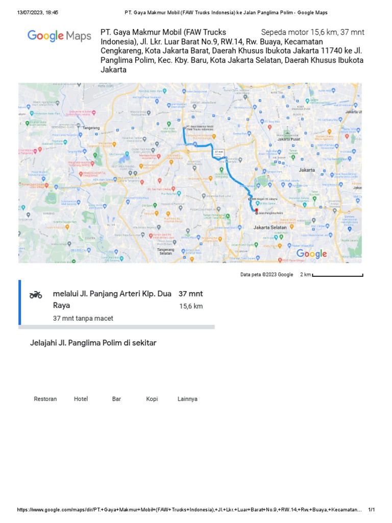 PT. Gaya Makmur Mobil (FAW Trucks Indonesia) Ke Jalan Panglima Polim ...