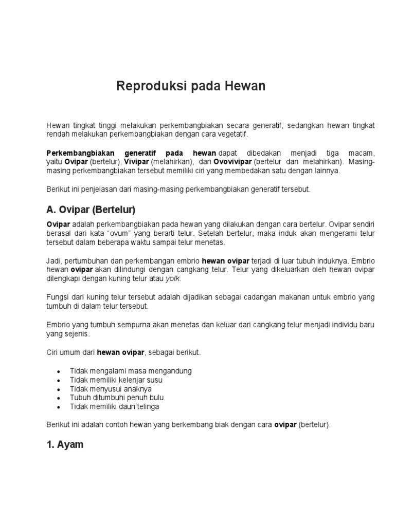 Jenis Perkembangbiakan Hewan | PDF