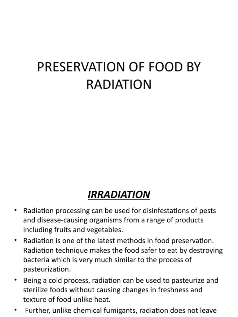 Preservation of Food by Radiation | PDF | Electron | Food Preservation