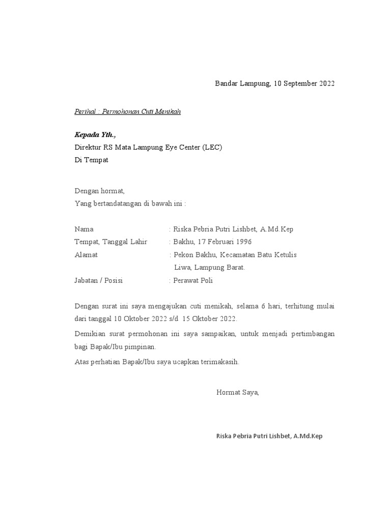 Surat Cuti Nikah | PDF