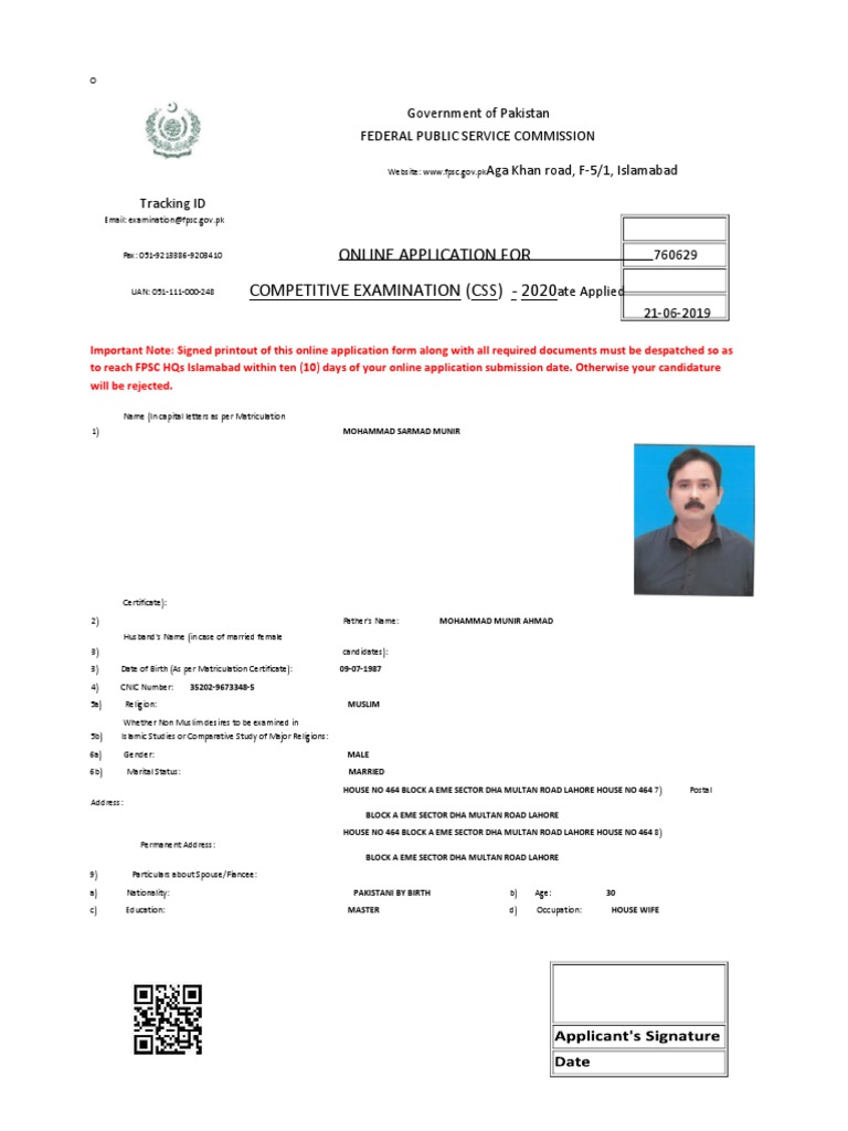 CSS Exam Application Guidelines 2019 | PDF