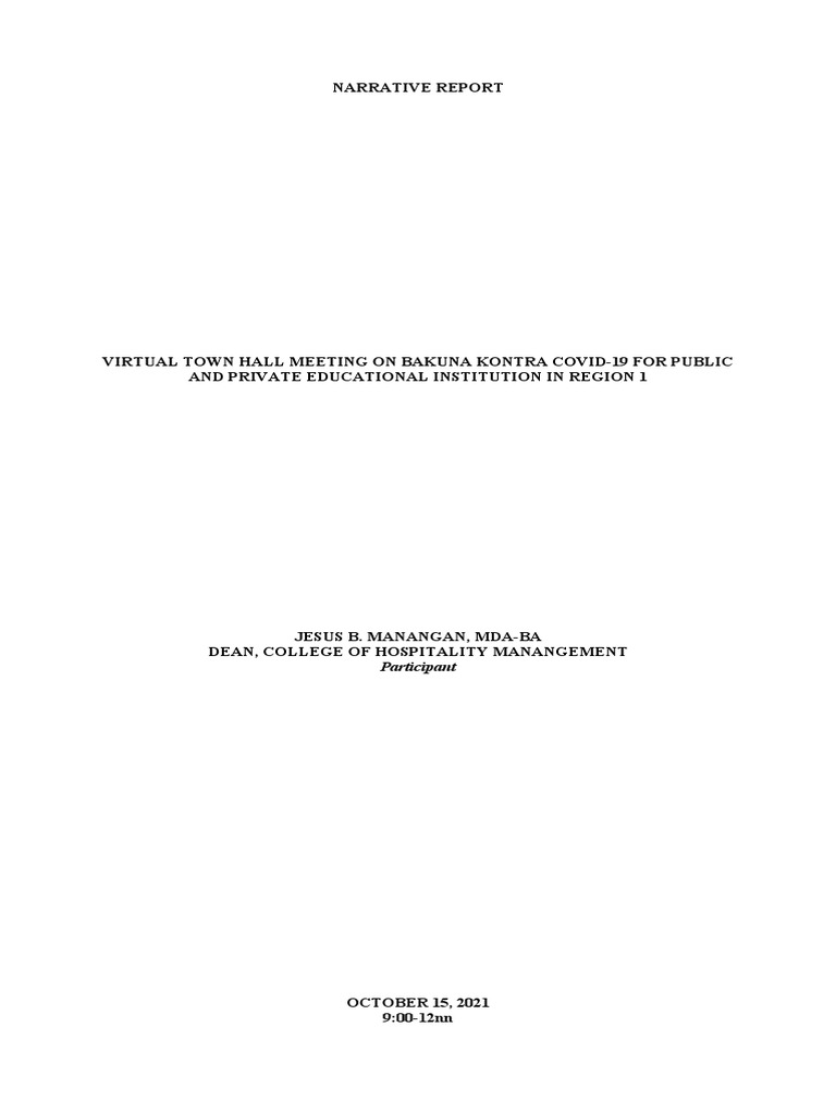 Narrative Report | PDF | Infection | Health Sciences