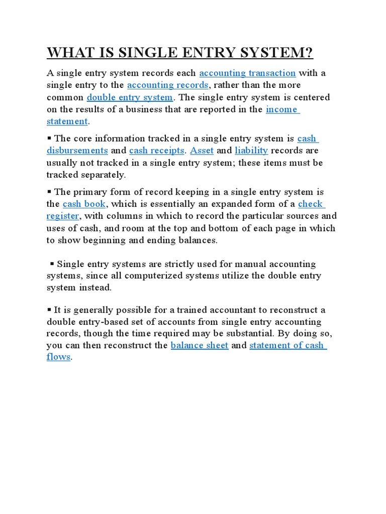 Single Entry and Double Entry | PDF | Debits And Credits | Bookkeeping