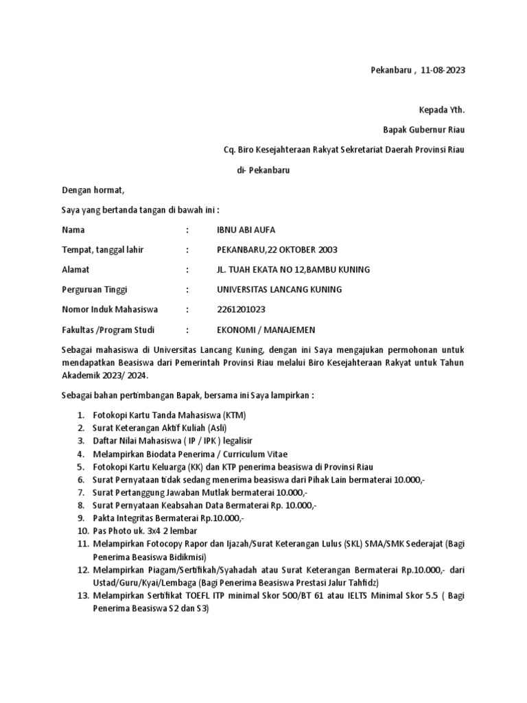 Lampiran Permohonan | PDF