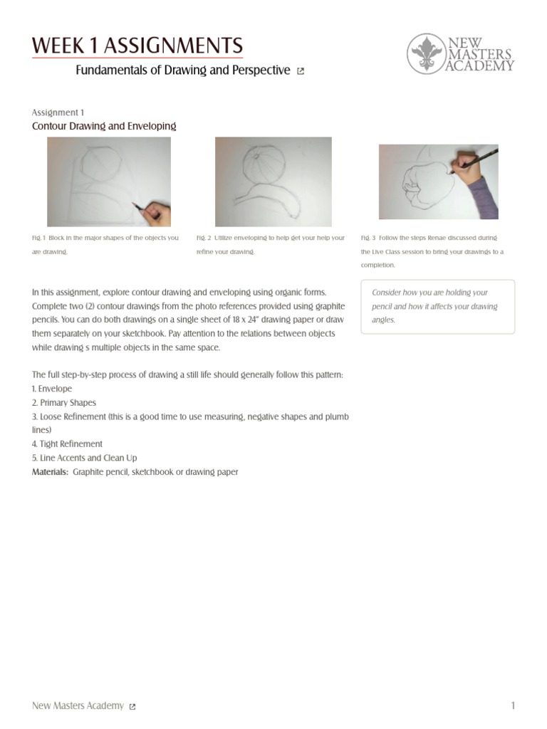 Fundamentals Of Drawing And Perspective Liveclass Week 1 Assignment Lt