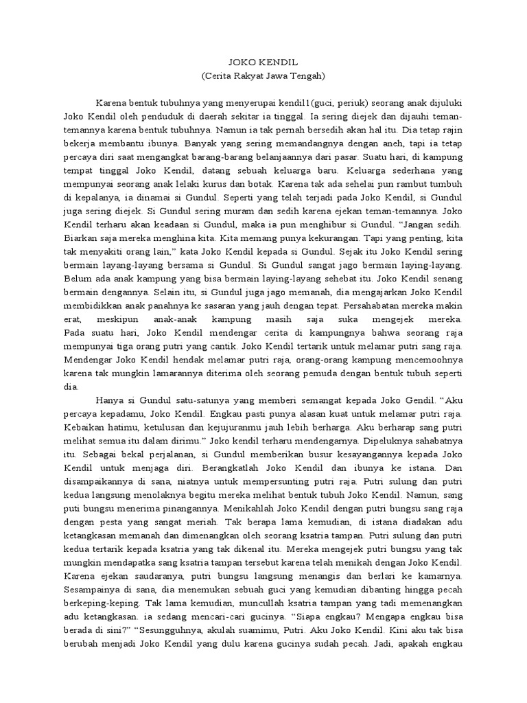 Folk Tale Jojo Kendil | PDF