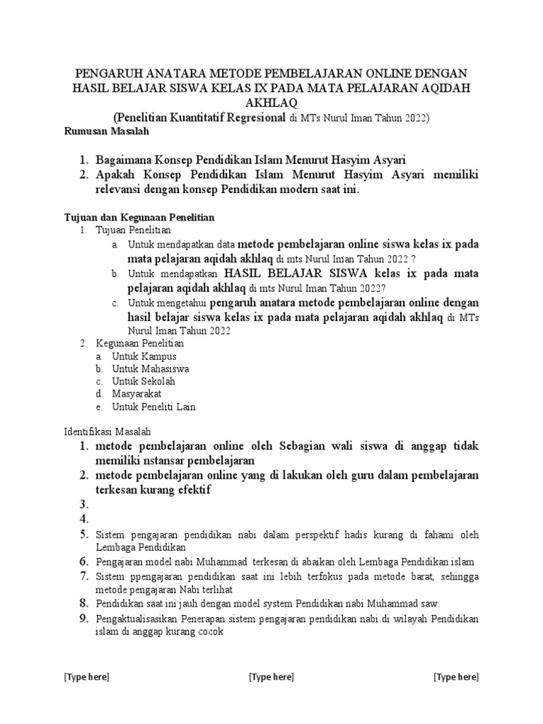Contoh Outline Skripsi | PDF