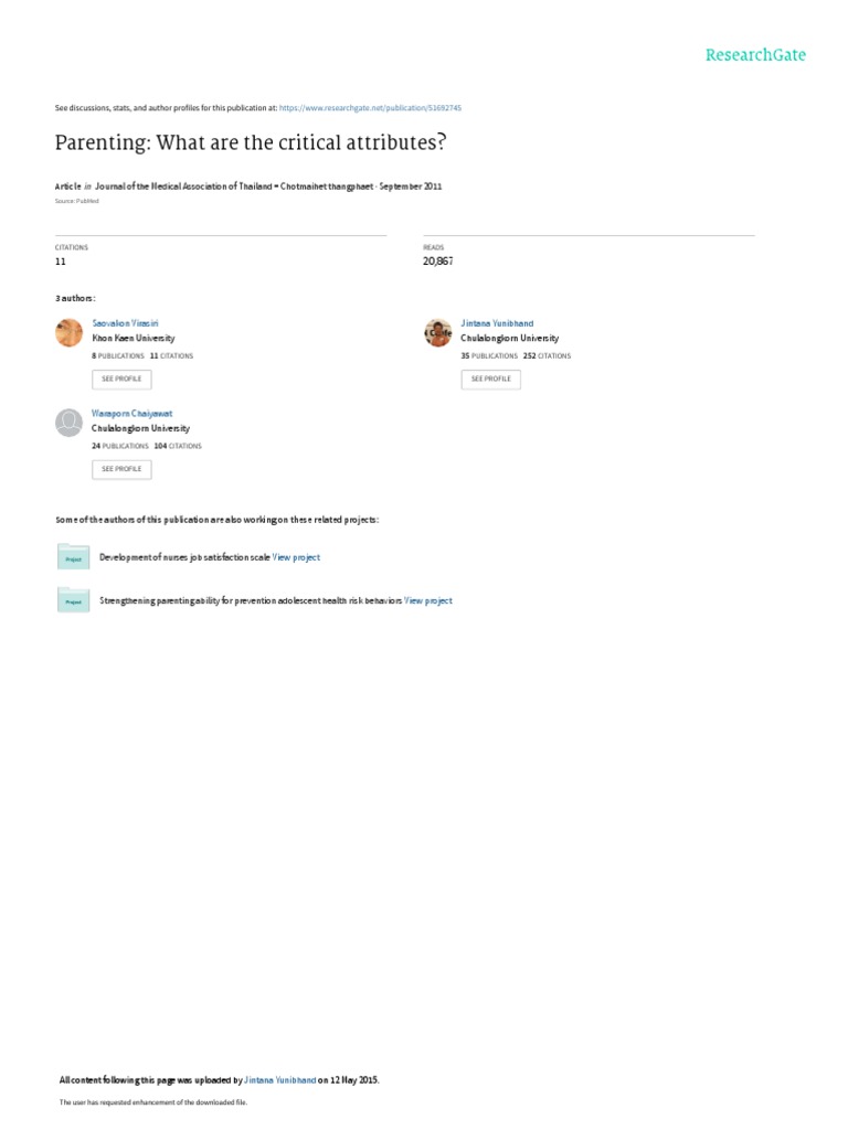 Critical Parenting Attributes Analysis | PDF | Parenting | Parent