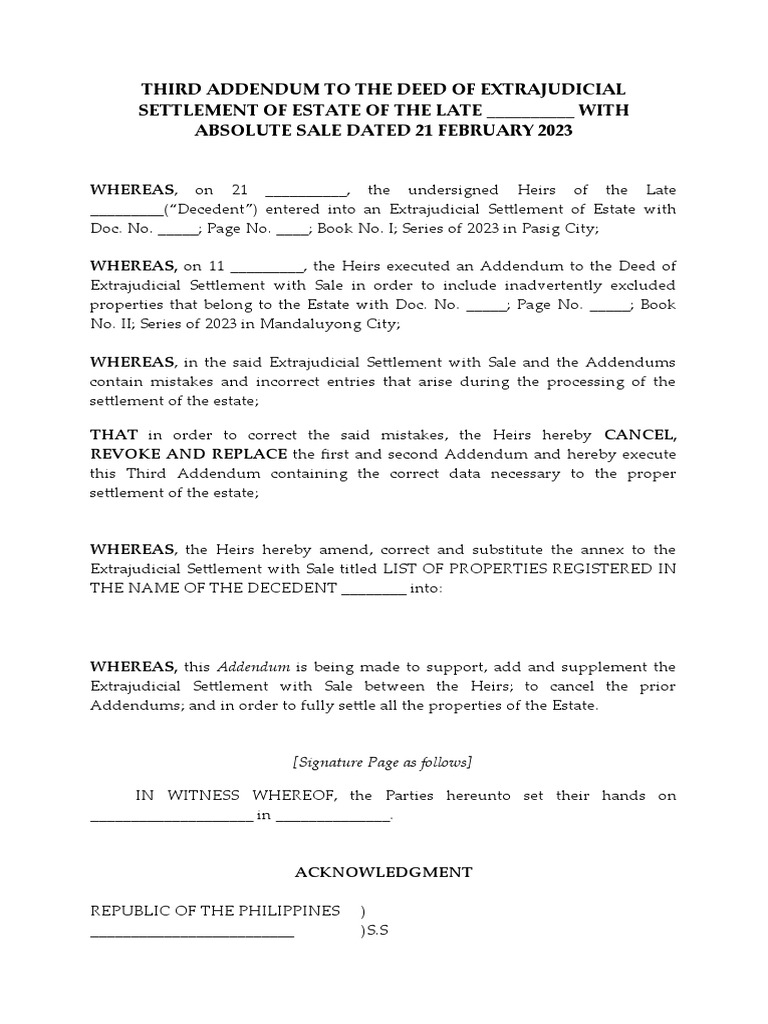 ADDENDUM | PDF | Civil Law (Common Law) | Document