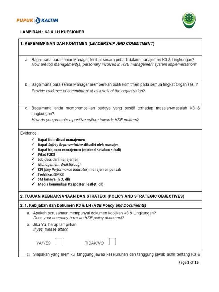 Form Questionnaire CSMS PKT Dual Language | PDF