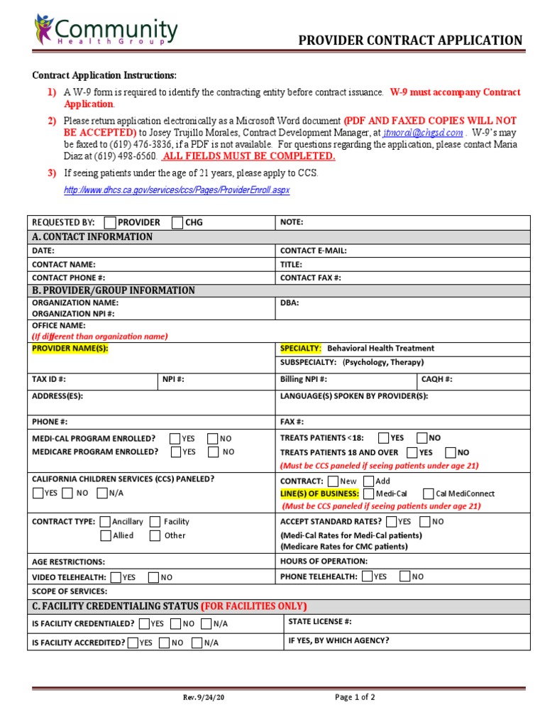 Provider Contract Application Guide | PDF | Clinical Medicine | Psychology
