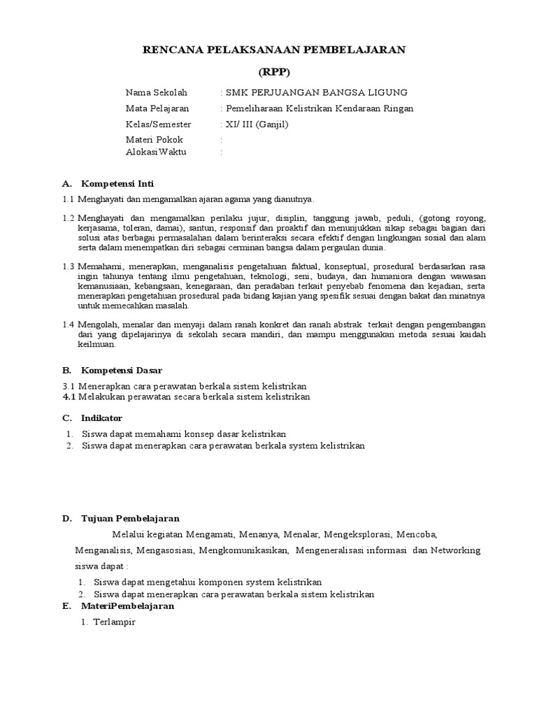 RPP New Sistem Penerangan | PDF