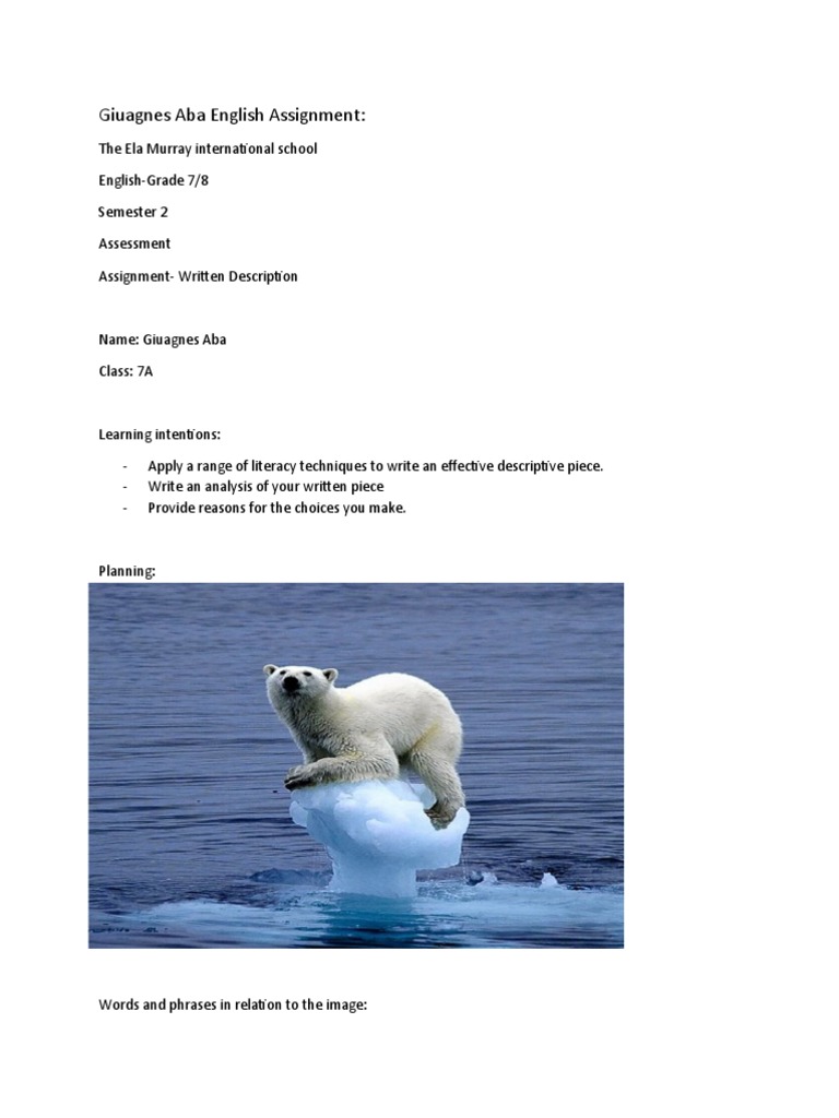 English Assignment | PDF | Climate Change | Ice