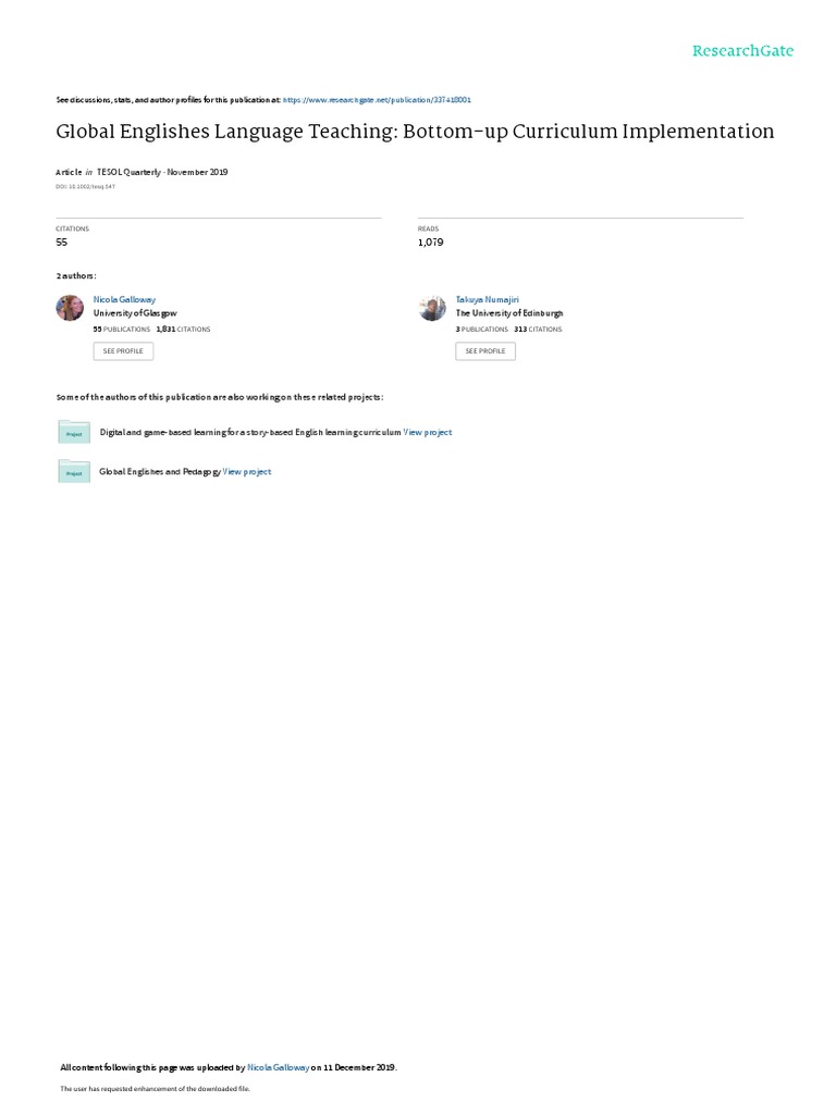 Global Englishes Language Teaching Bottom Up Curriculum Implementation | Download Free PDF ...