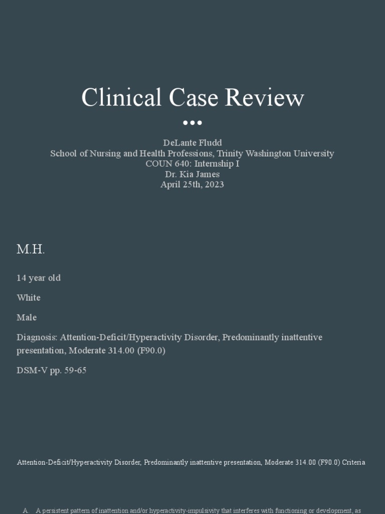 Clinical Case Review - Portfolio | PDF | Mental Disorder | Spectrum ...