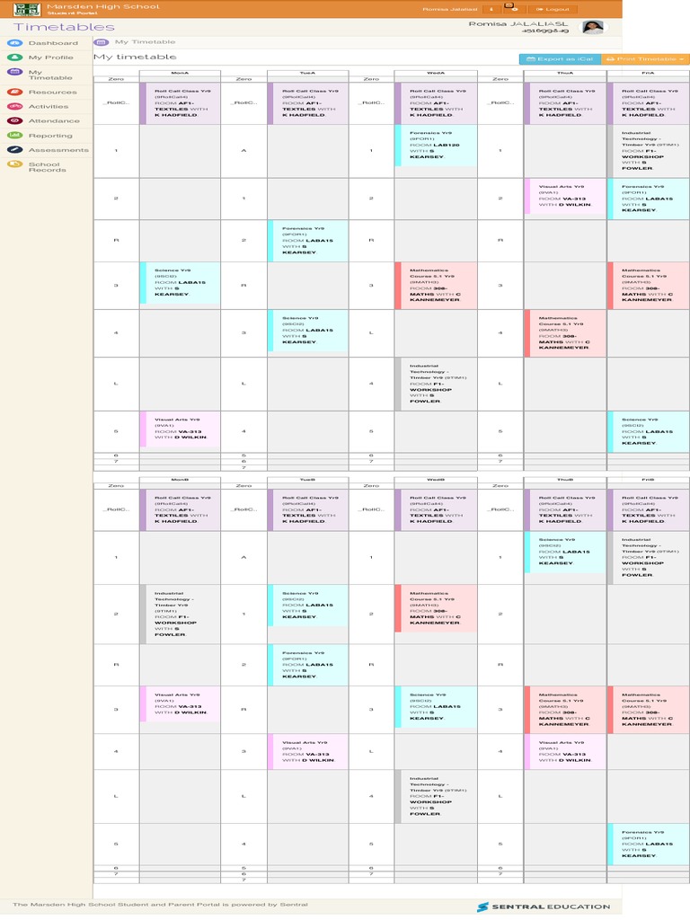 My Timetable | PDF | Science | Mathematics