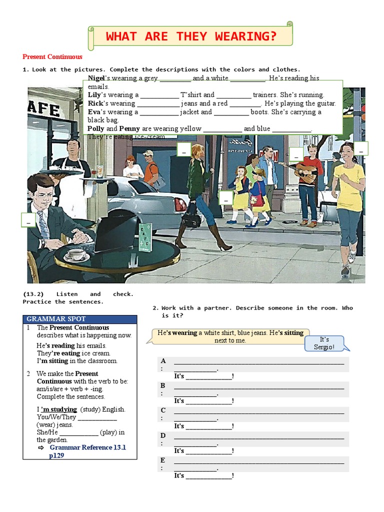 What Are They Wearing - Present Continuous | PDF | Fashion | Clothing