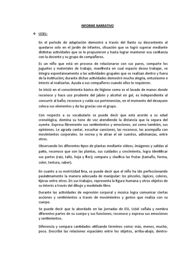 Informe Final Nivel Inicial | PDF | Educación de la primera infancia