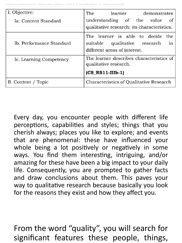 Characteristics of Qualitative | Download Free PDF | Experience ...