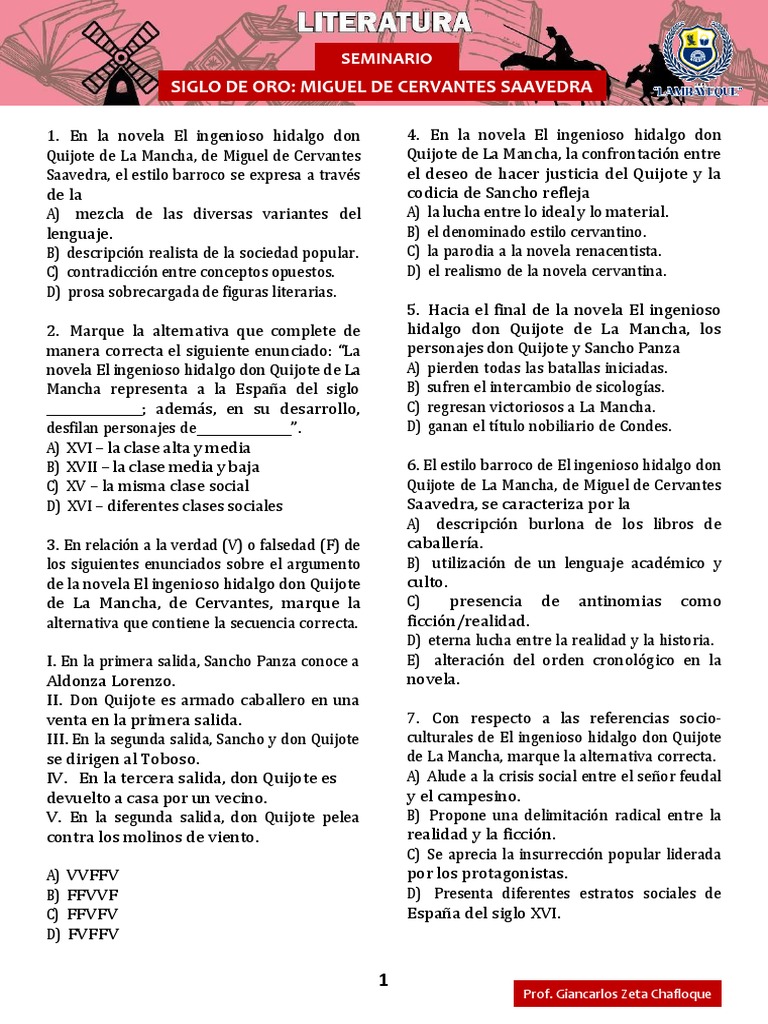 Siglo de Oro Español (Miguel Cervantes) | PDF | Don Quijote | Miguel De ...