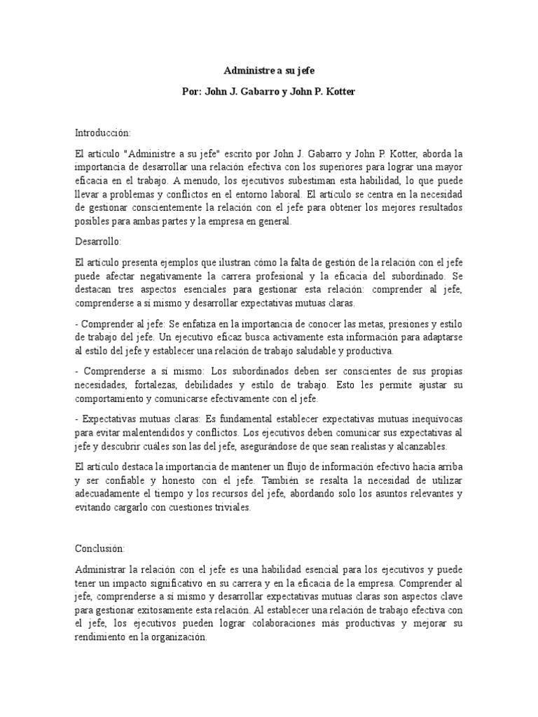 Administre A Su Jefe | PDF | Business