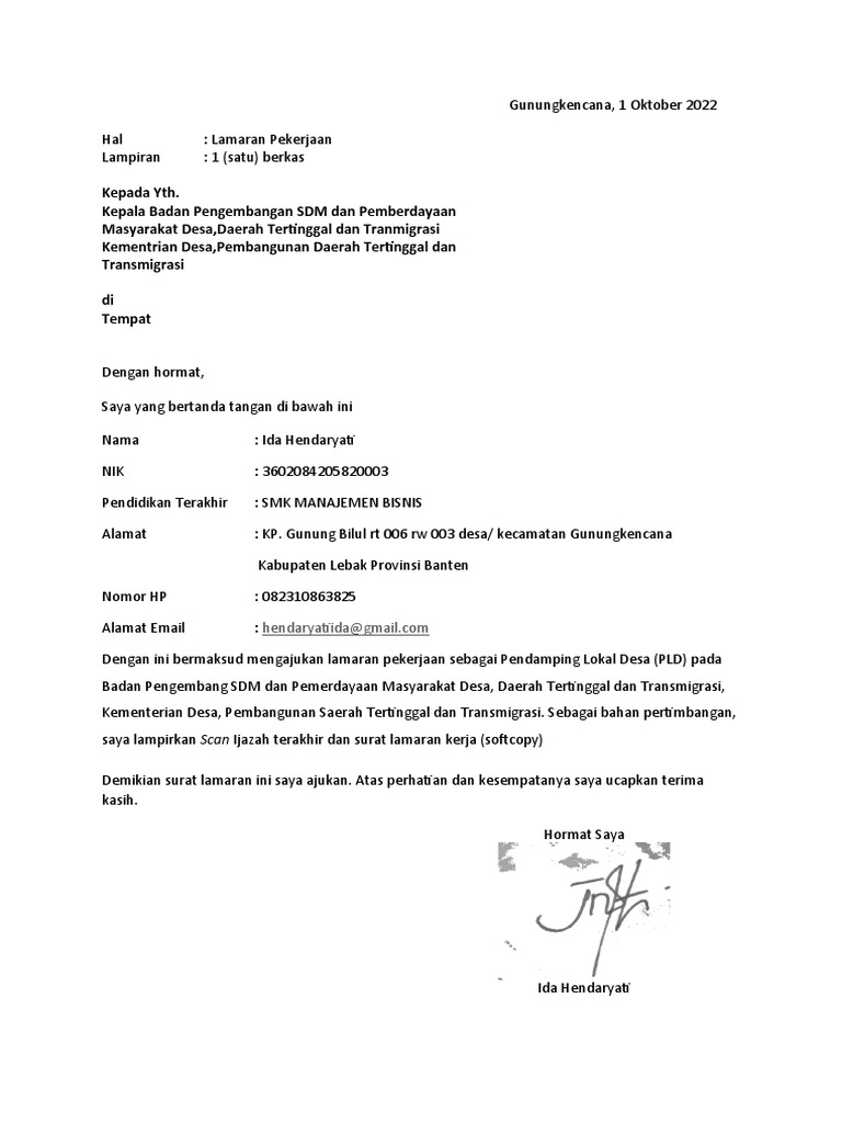 Contoh Surat Lamaran | PDF