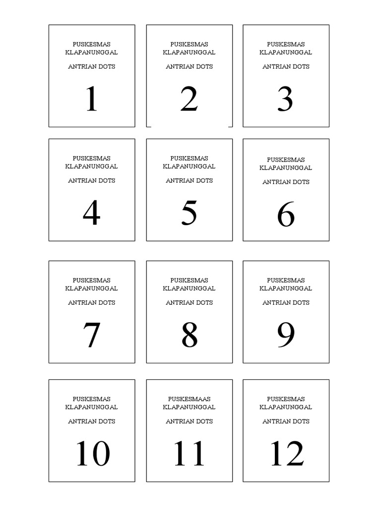 Nomor Antrian PKM Dots | PDF