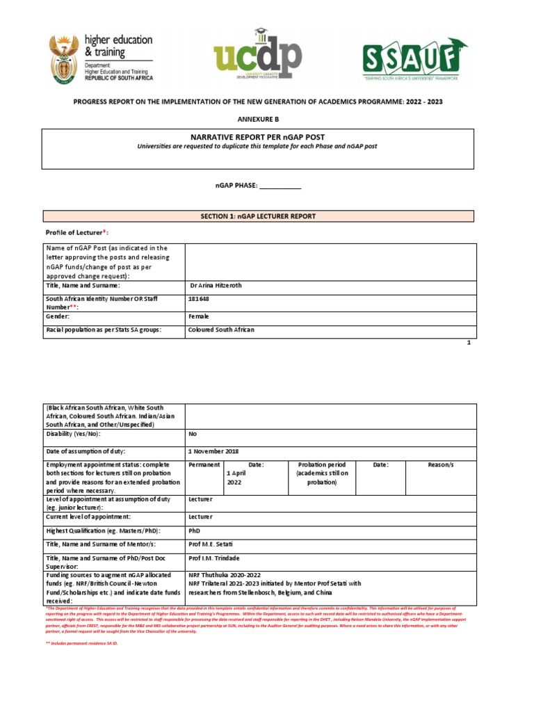 DR Arina Hitzeroth - NGAP | PDF | Doctor Of Philosophy | Thesis