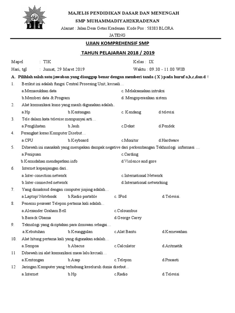 Uji Komprehensif 2019 | PDF | Seni