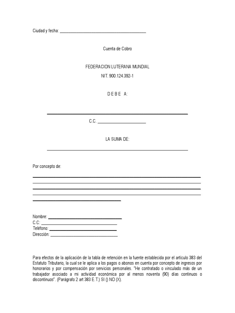 Formato Cuenta de Cobro | PDF