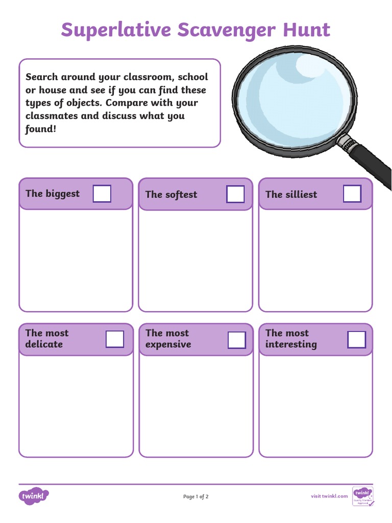 t Eal 1653916346 Esl Superlative Scavenger Hunt Ver 1 | PDF