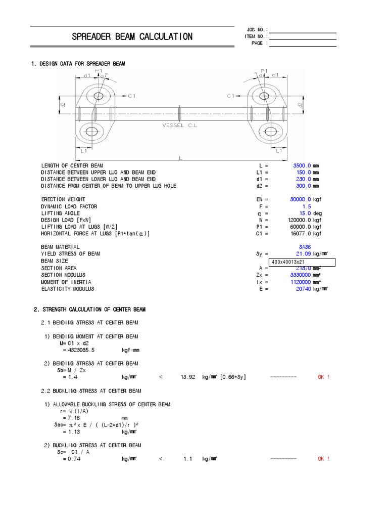 Spread Beam Calculation-070406 | PDF | Beam (Structure) | Bending