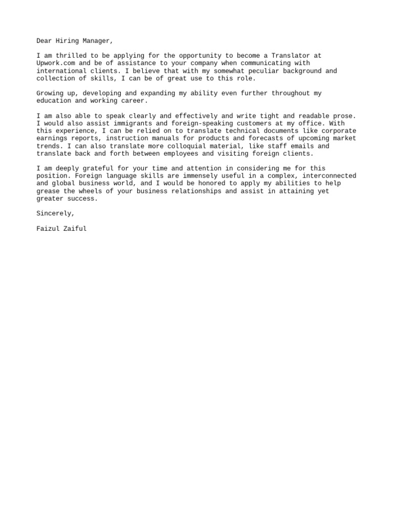 Cover Letter Translator | PDF