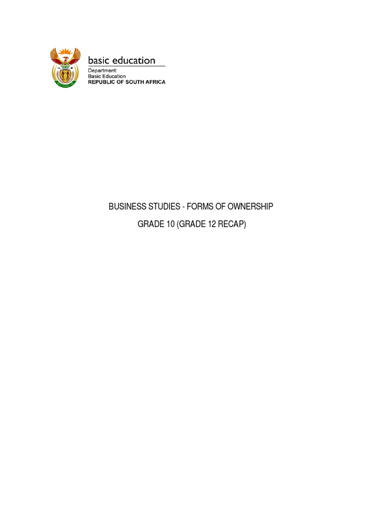 Business Studies Self Study-Guide - Forms of Ownership | PDF ...