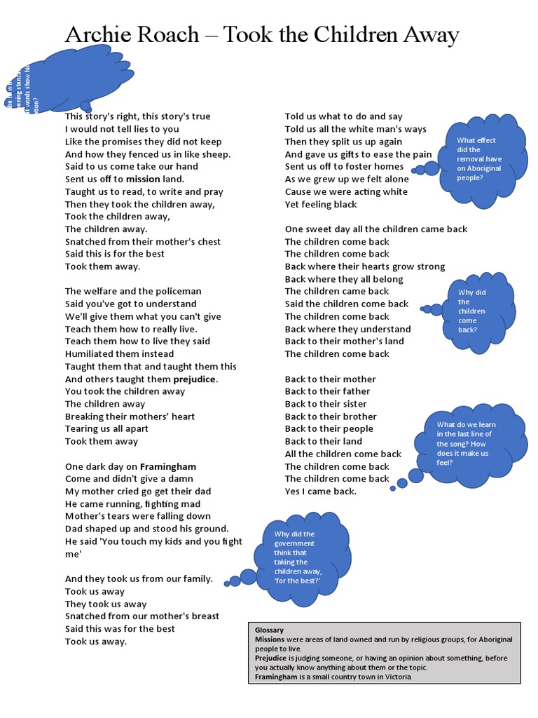 Archie Roach Took The Children Away | PDF