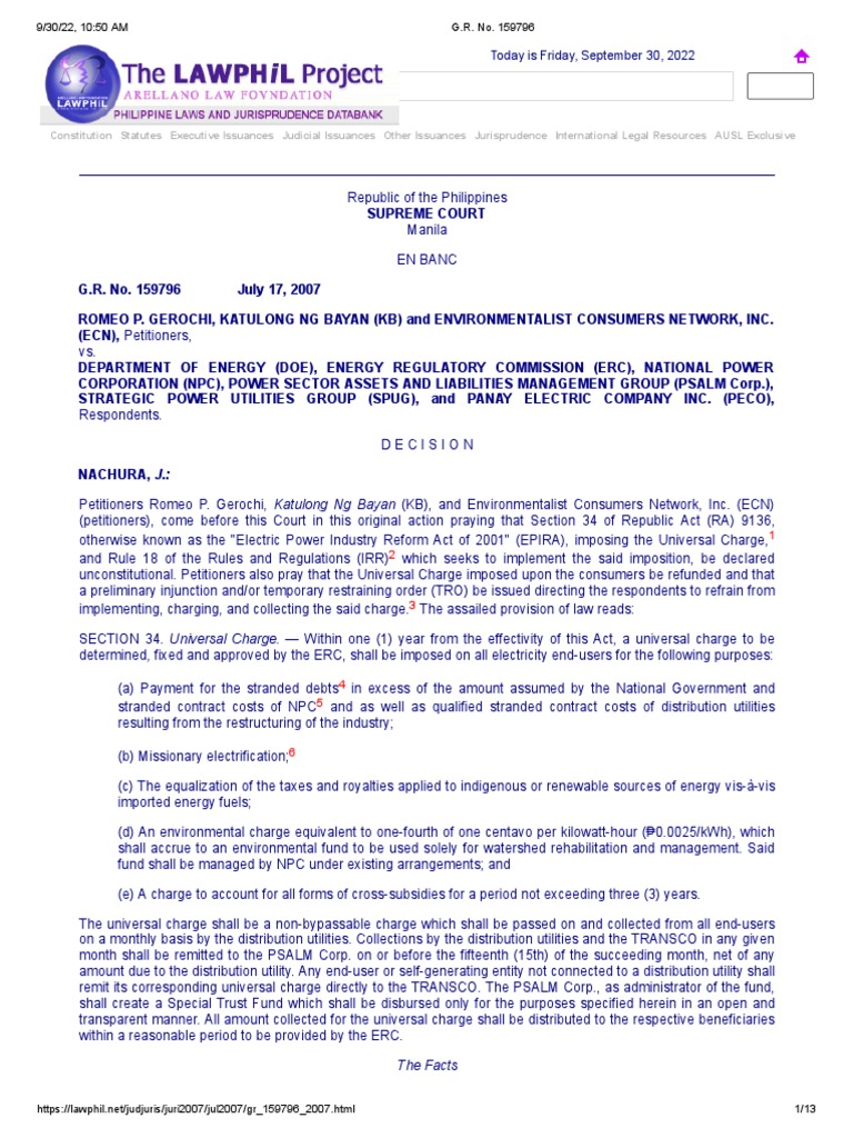 Gerochi v. Dept. of Energy 527 Scra 696 | PDF | Mandamus | Taxes