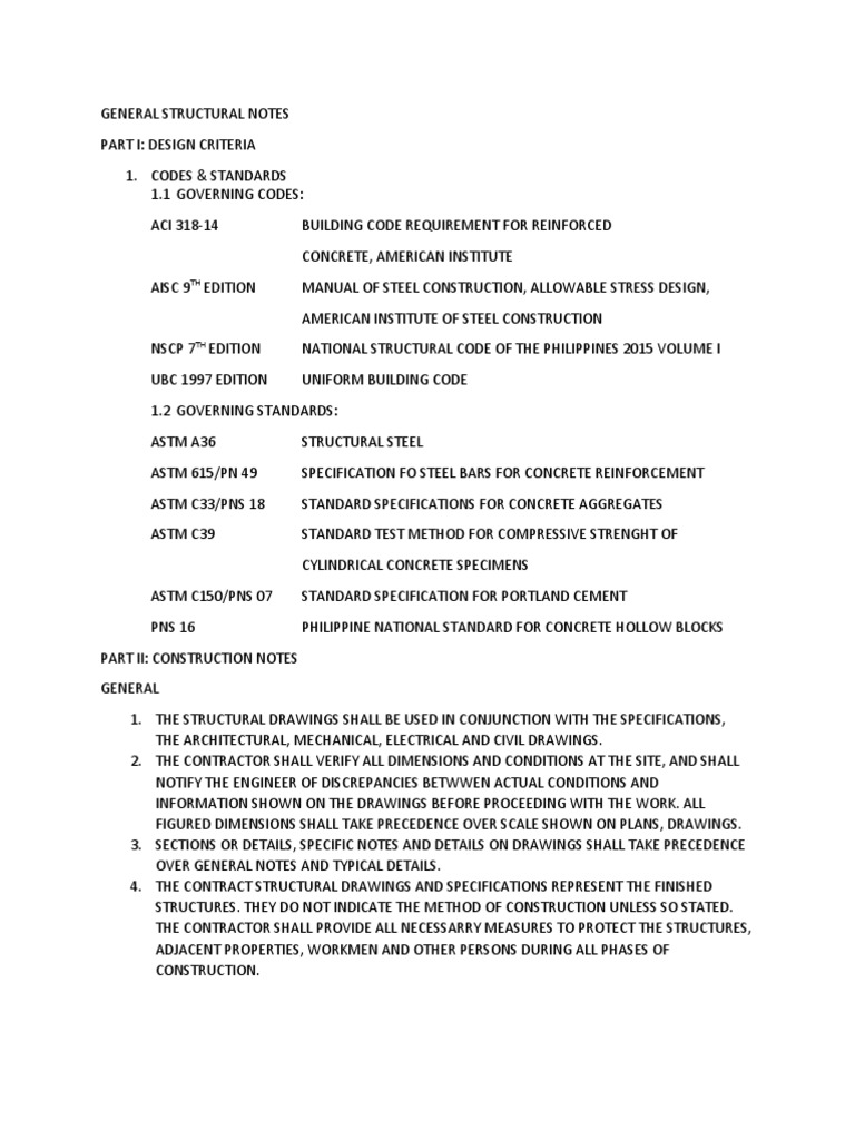 General Structural Notes | Download Free PDF | Concrete | Masonry