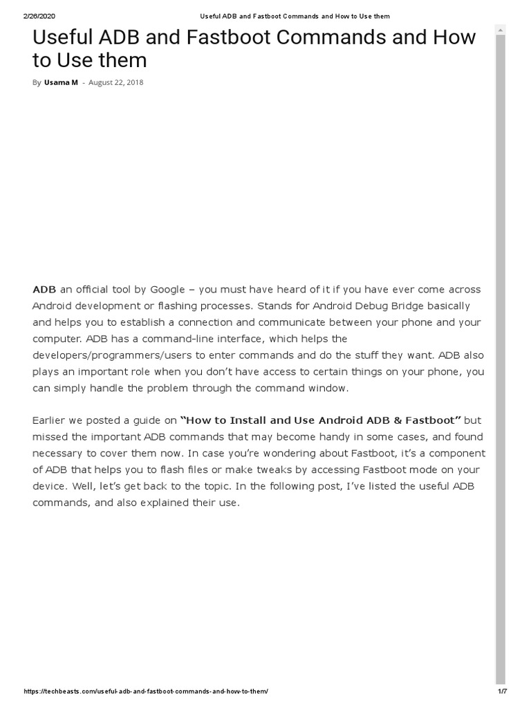 Useful Adb And Fastboot Commands And How To Use Them Pdf Computer