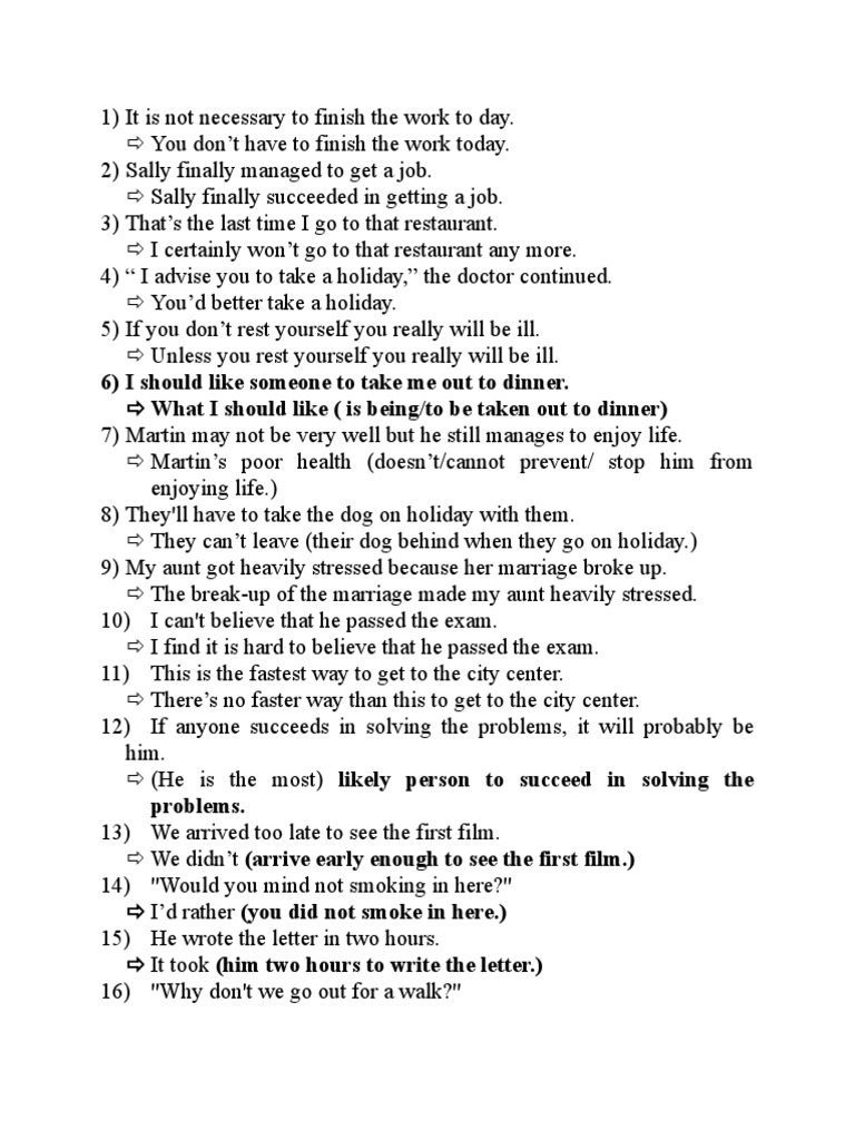 Rewrite Sentence | PDF