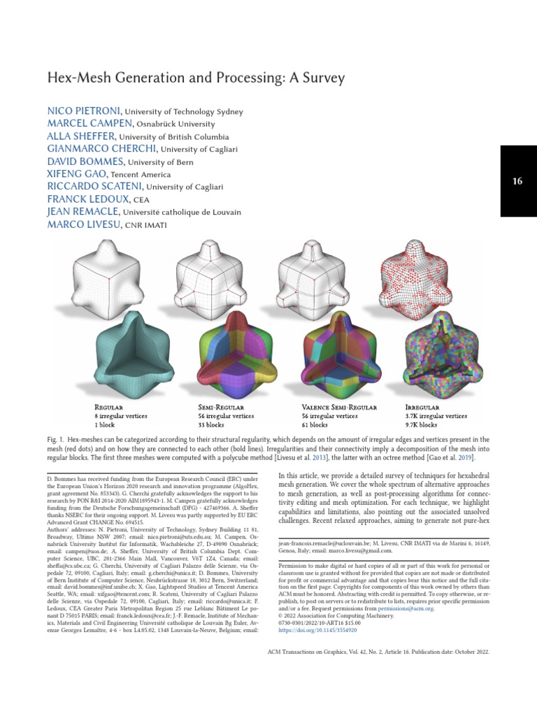 Hex - Mesh - Generation - and - Processing - A - Survey | PDF ...