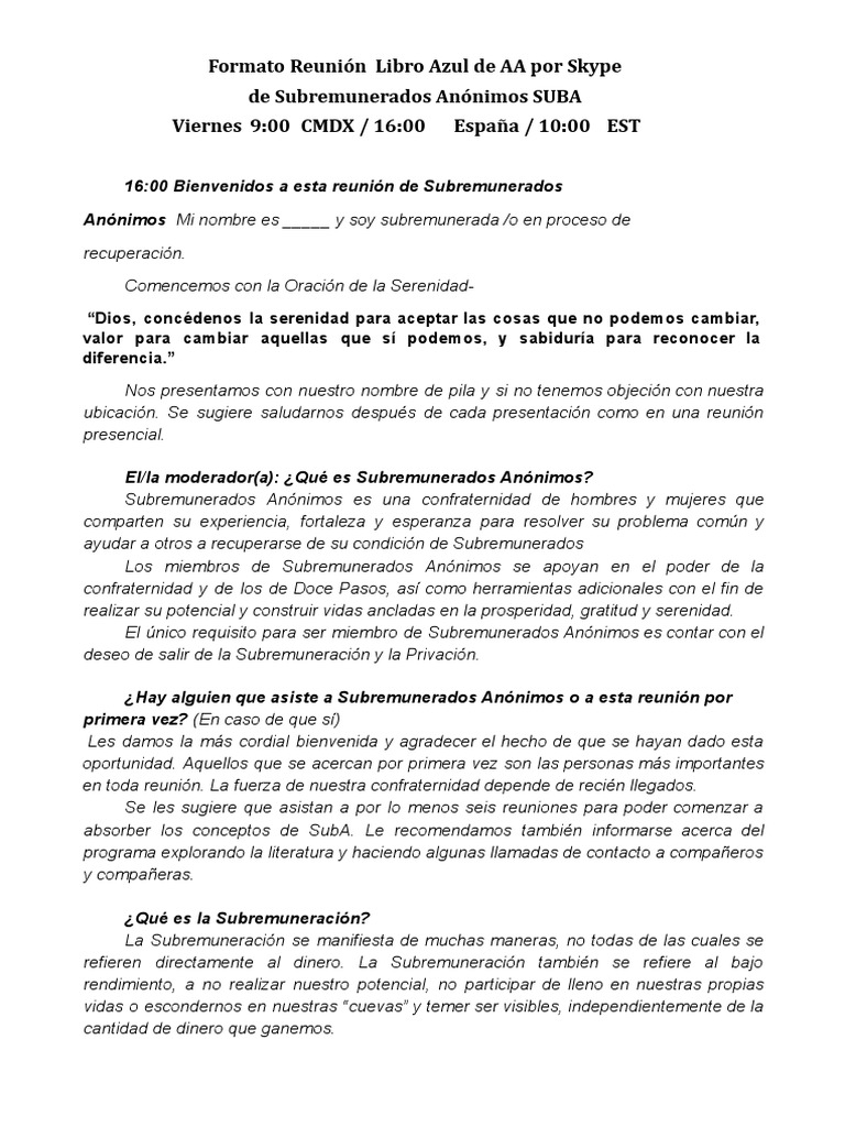 Formato (27 - 10) Libro Azul AA. Grupo SubA Recuperacion | PDF | Dios