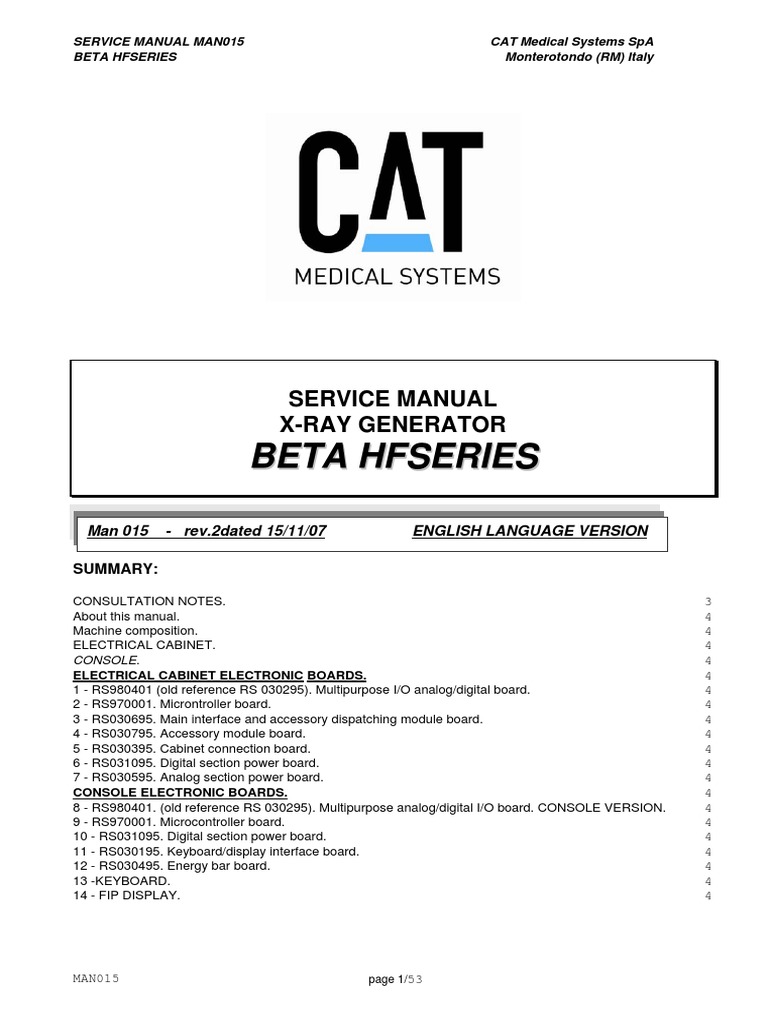 BETA HF Series X-Ray Generator Manual | PDF | High Voltage | Radiography