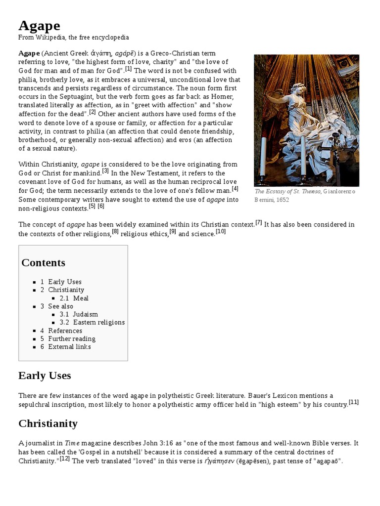 Agape | PDF | Religious Belief And Doctrine