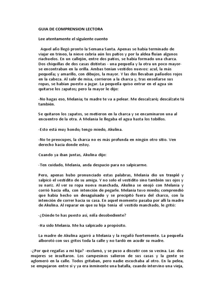 Guia De Comprension Lectora Pdf
