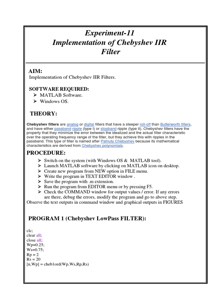 10.chebyshev Filter | PDF | Algorithms | Computer Science