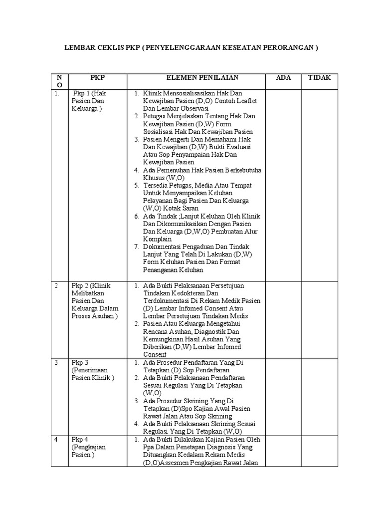 Lembar Ceklis PKP | PDF | Sains & Matematika